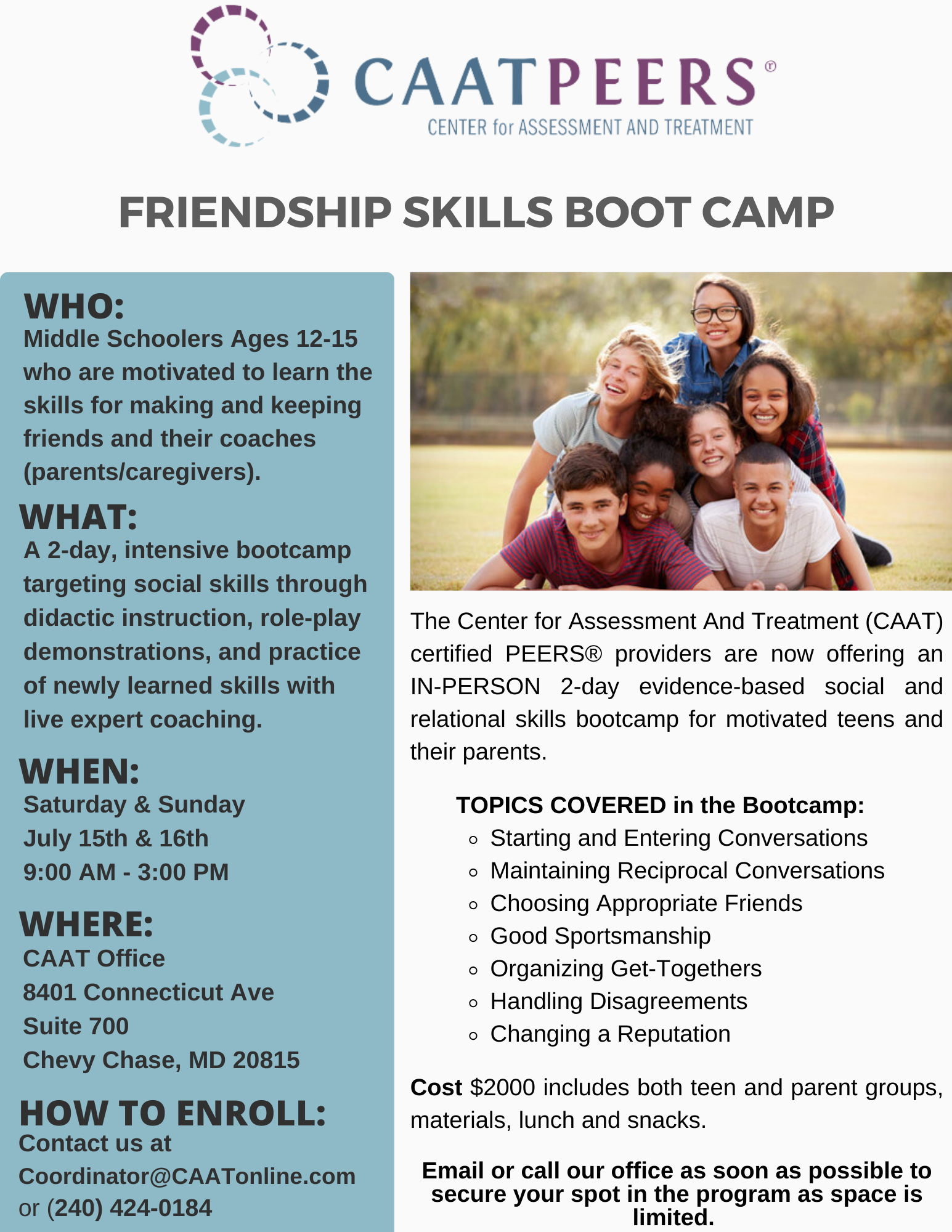 Friendship Building Skills Boot Camp - CAAT: Center for Assessment and ...